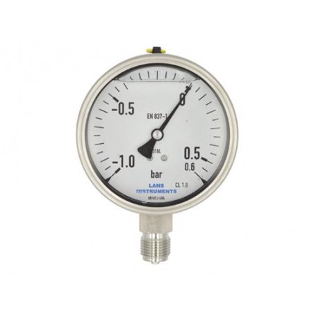 Rohrfedermanometer Edelstahl, Gehäuse Ø 100 mm, gefüllt, Unteranschluss